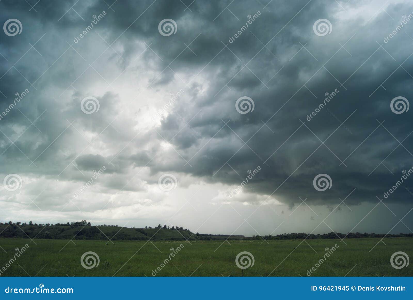 Storm Cyclone Over Summer Fields, Hills and Forests Stock Image - Image ...