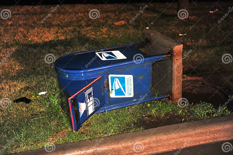 Storm damaged mailbox editorial image. Image of night - 19261725