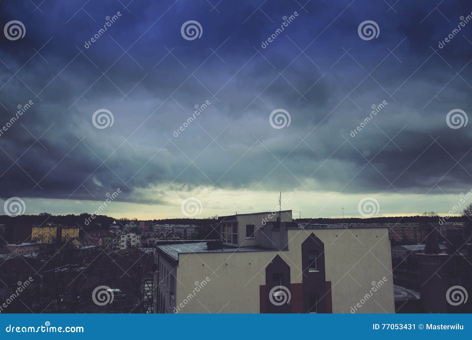 Storm Dark Clouds Over City Stock Image - Image of business, dramatic ...