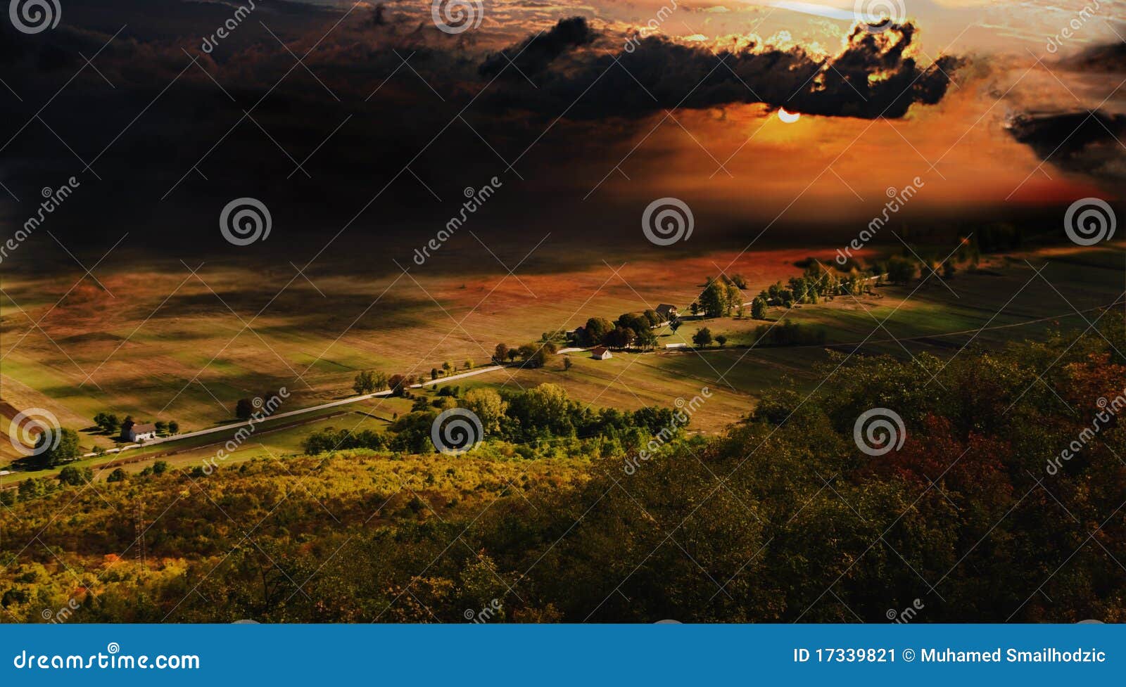 Storm Dark Clouds Over Field Stock Image - Image of shadow, horizon ...