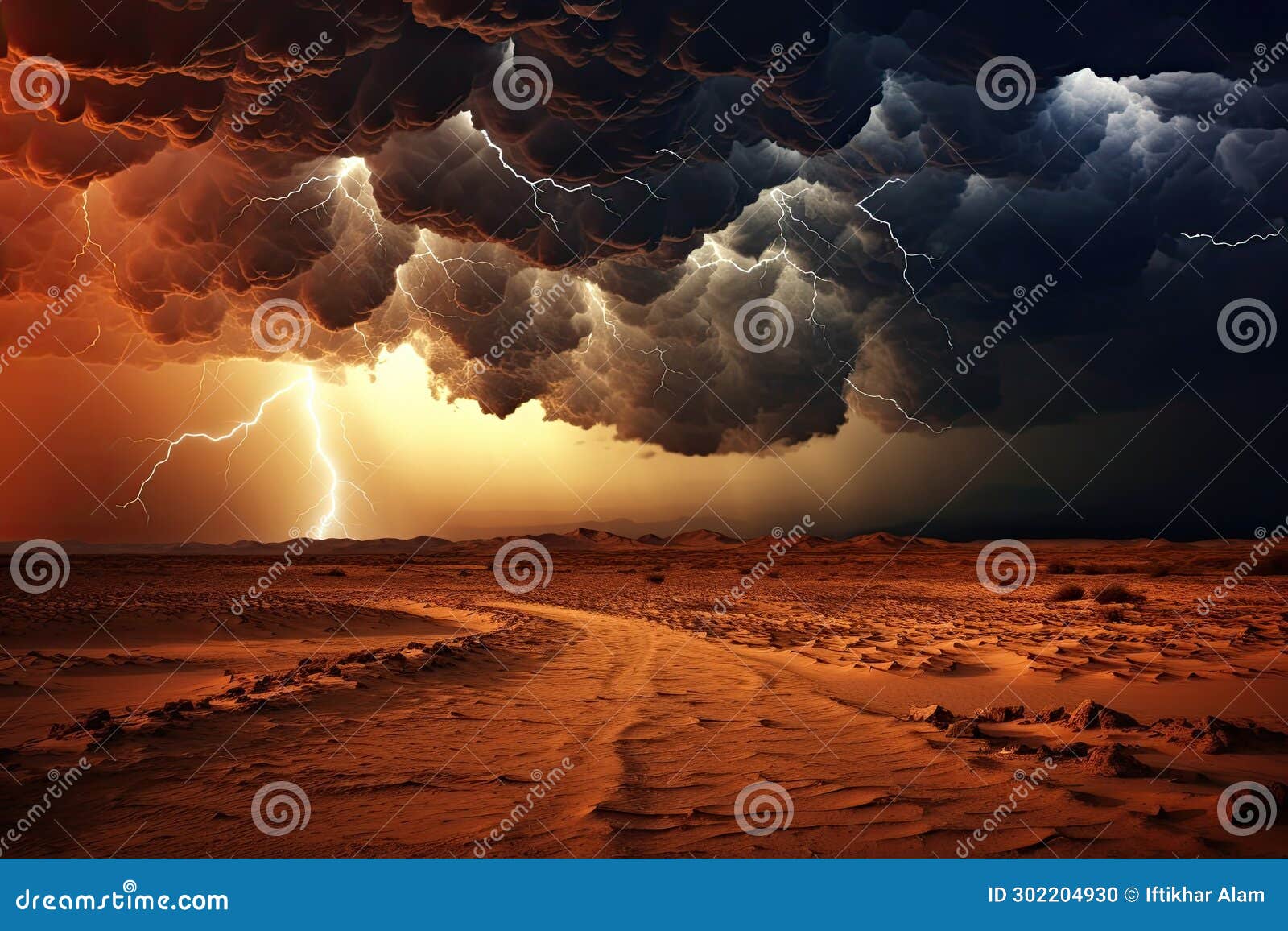 Storm in the Desert. 3D Render of a Stormy Sky, AI Generated Stock ...