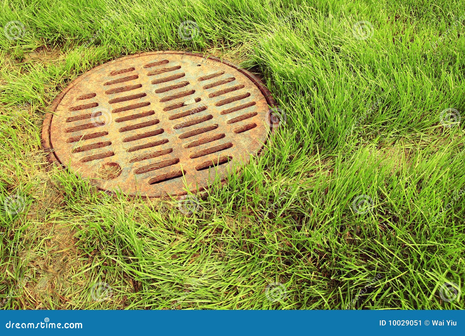 Storm Drain Manhole, Metal Cover For Outdoor Drainage Stock Photo ...