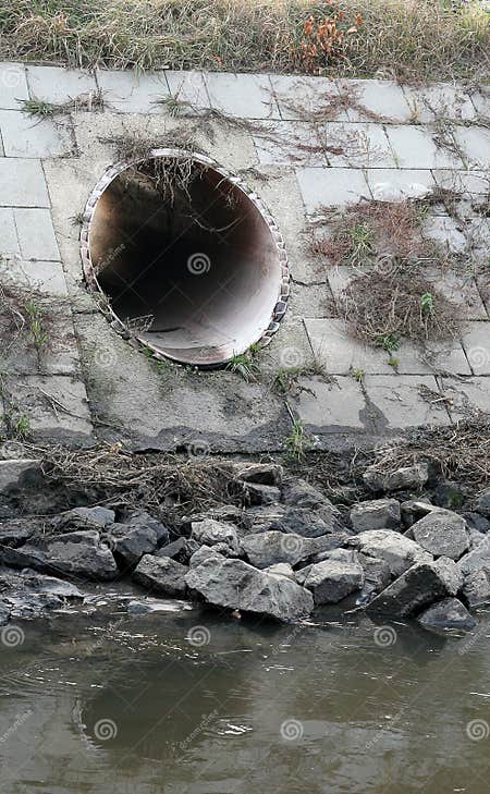 Storm drain outflow. stock photo. Image of construction - 22196646
