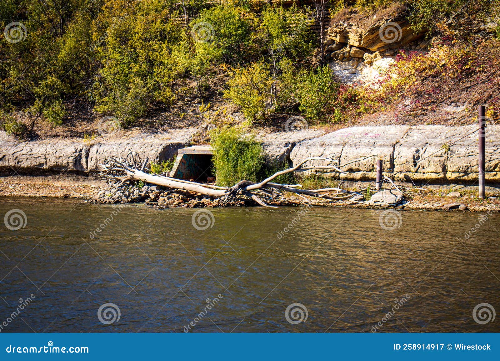 Storm Drain on the Side of the River Mississippi in the USA Stock Image ...