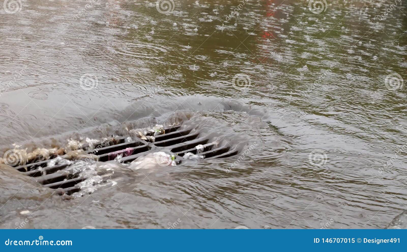 Storm Drain with Water Flow at Rain in the City. Stock Video - Video of ...