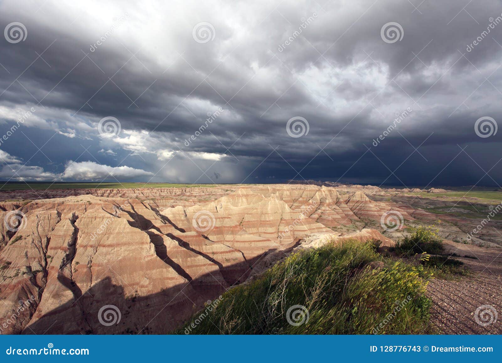 Storm Front in the Badlands Stock Image - Image of emerging, front ...