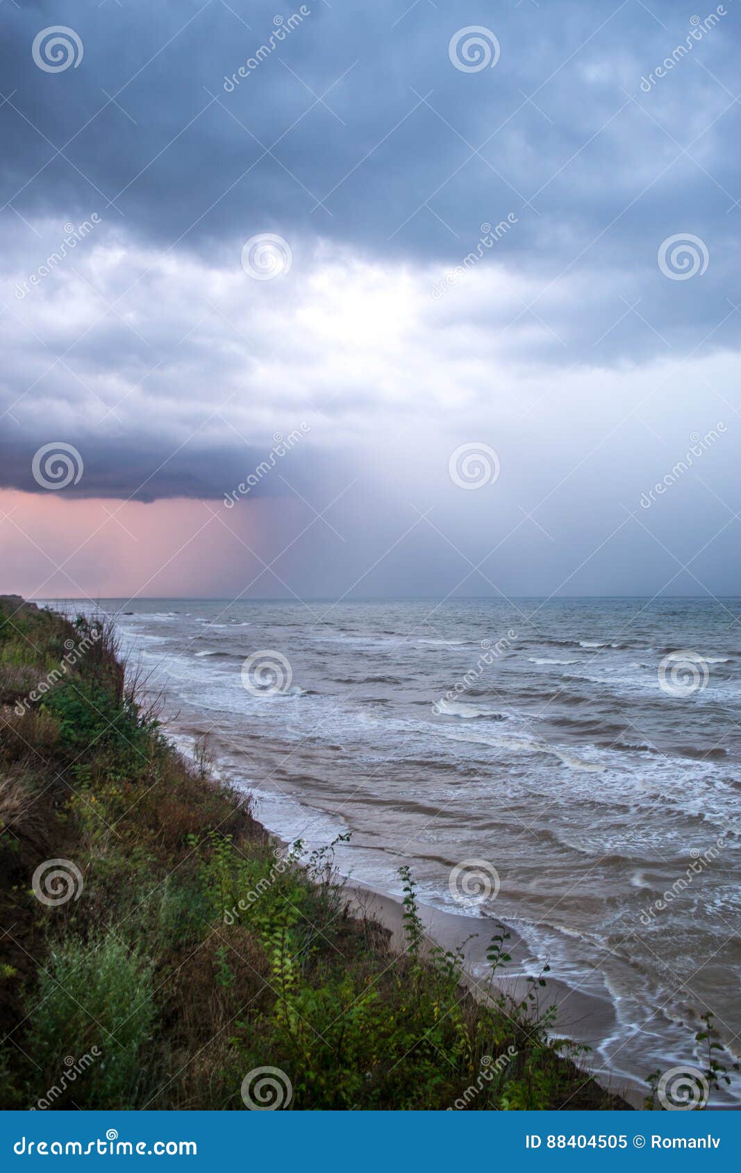 Storm Front Over Water with Wall of Rain Stock Image - Image of coast ...