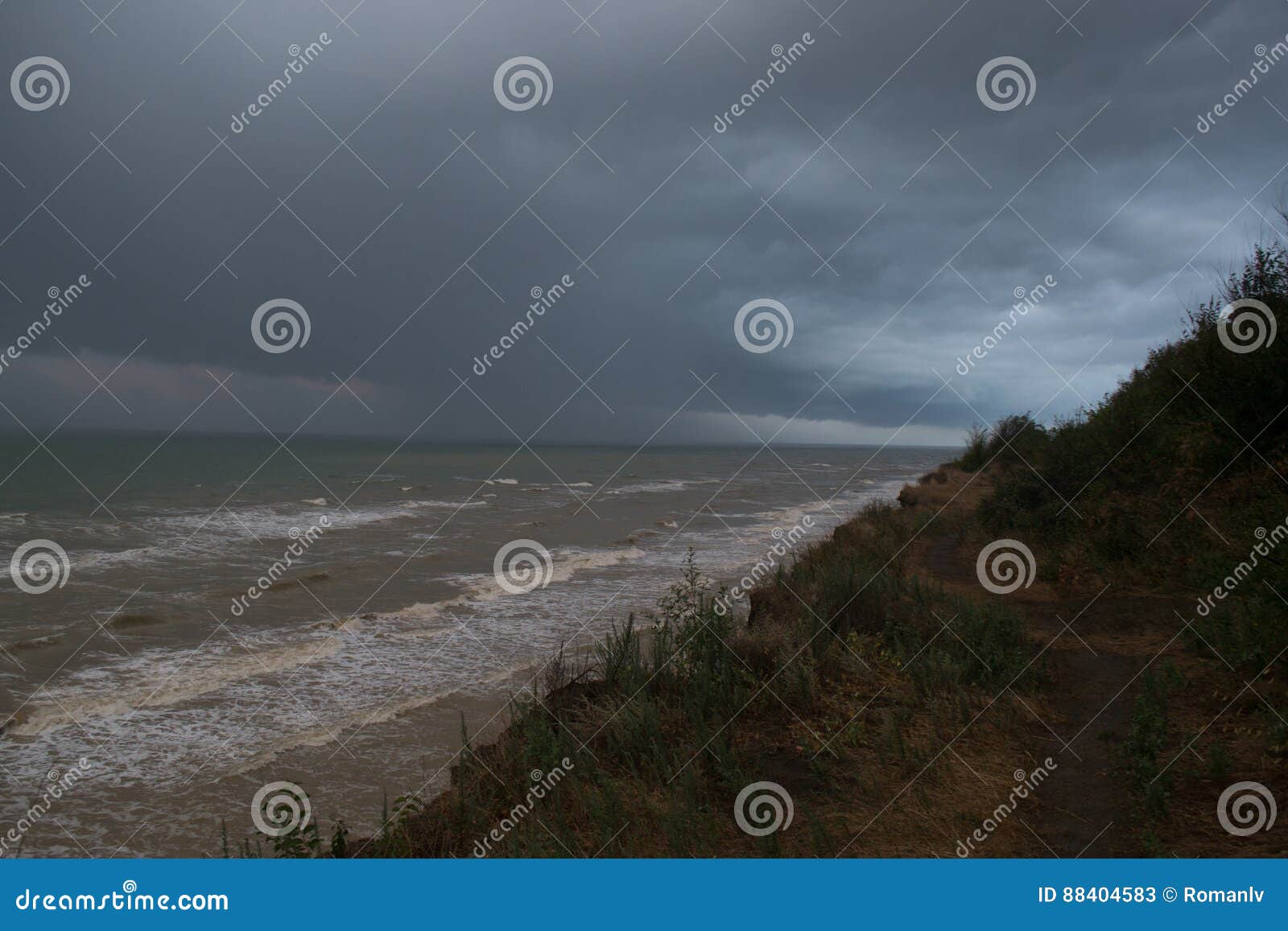 Storm Front Over Water with Wall of Rain Stock Image - Image of ...