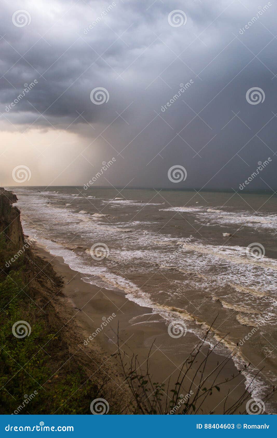 Storm Front Over Water with Wall of Rain Stock Image - Image of grey ...
