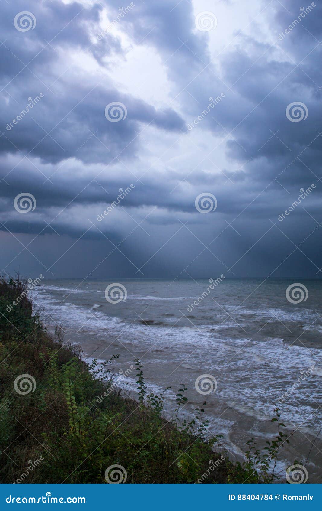 Storm Front Over Water with Wall of Rain Stock Photo - Image of large ...