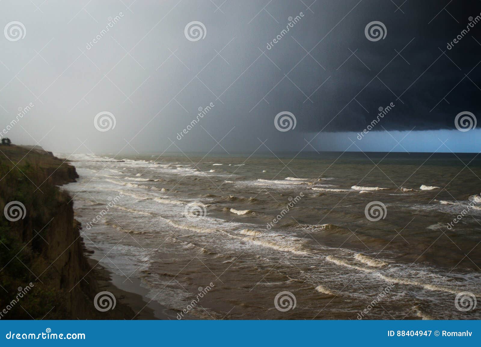 Storm Front Over Water with Wall of Rain Stock Image - Image of beauty ...
