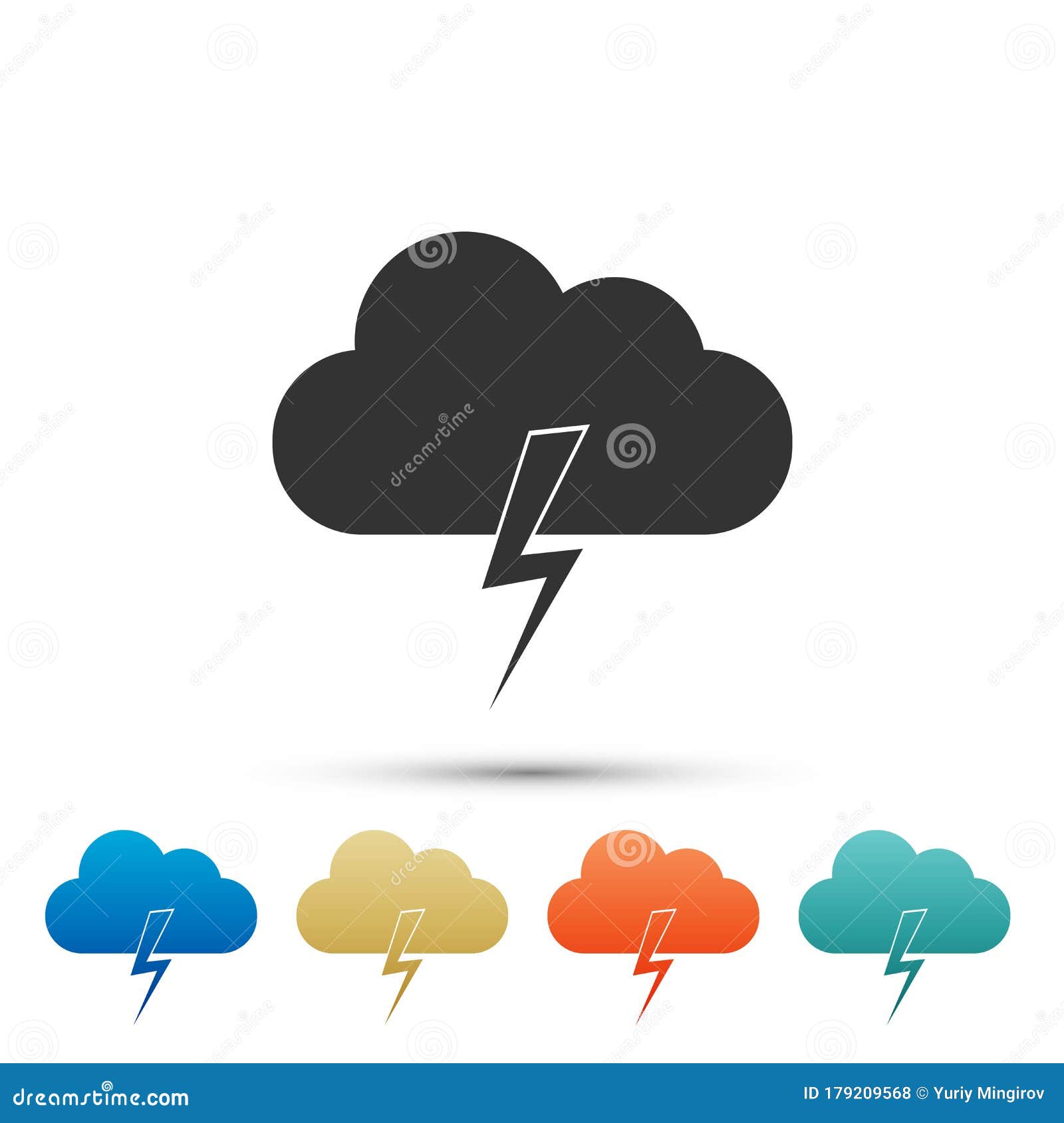 Storm Icon Isolated on Grey Background. Cloud and Lightning Sign ...