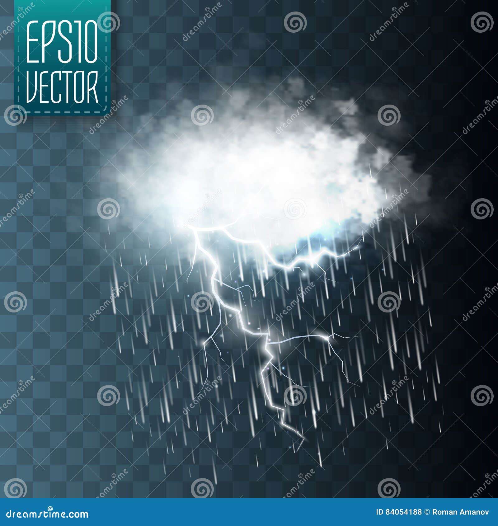 Storm and Lightning with Rain Isolated Stock Vector - Illustration of ...