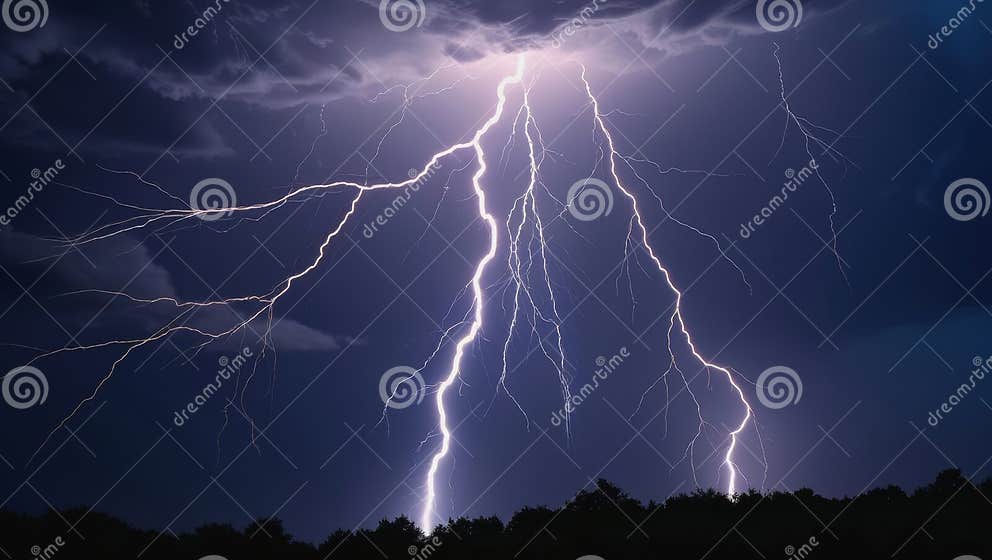 Storm and a Lightning Strike in the Midst of a Raging Thunderstorm ...