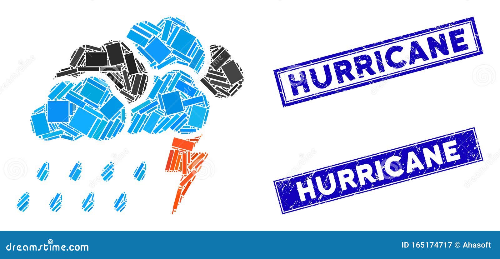 Storm Mosaic and Grunge Rectangle Hurricane Seals Stock Vector ...