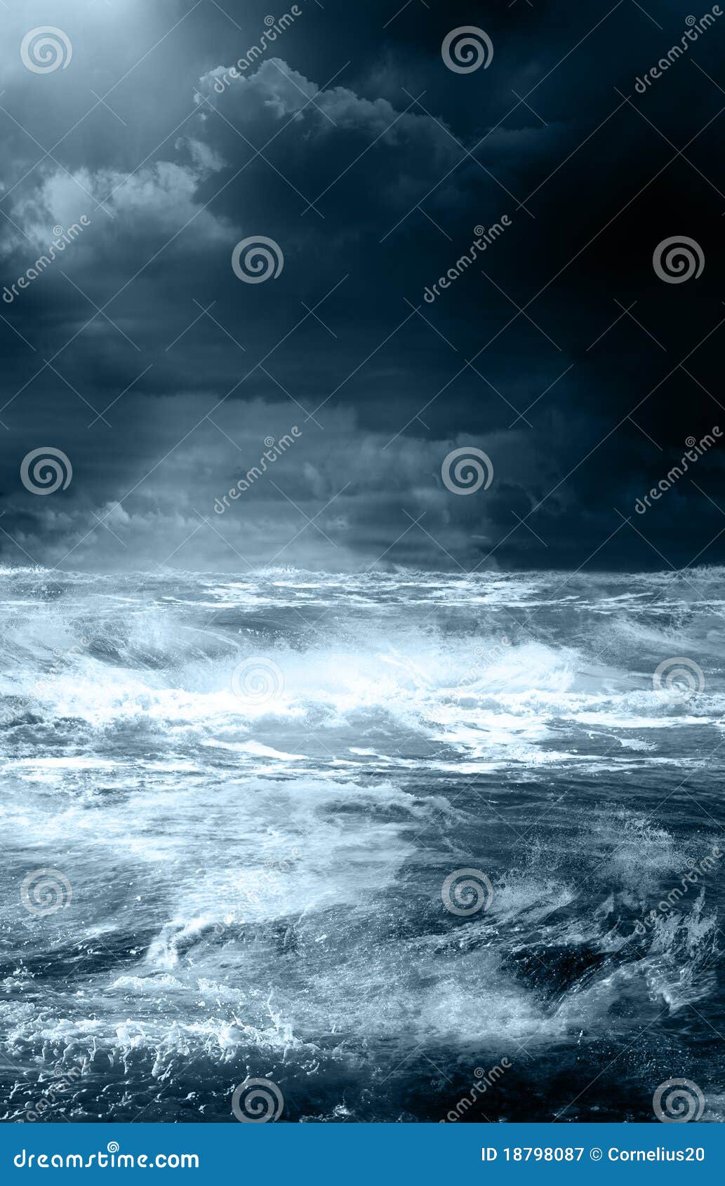 Big Storm Waves Hitting The Beach Of The Sea. Cargo Ships At Anchor On ...
