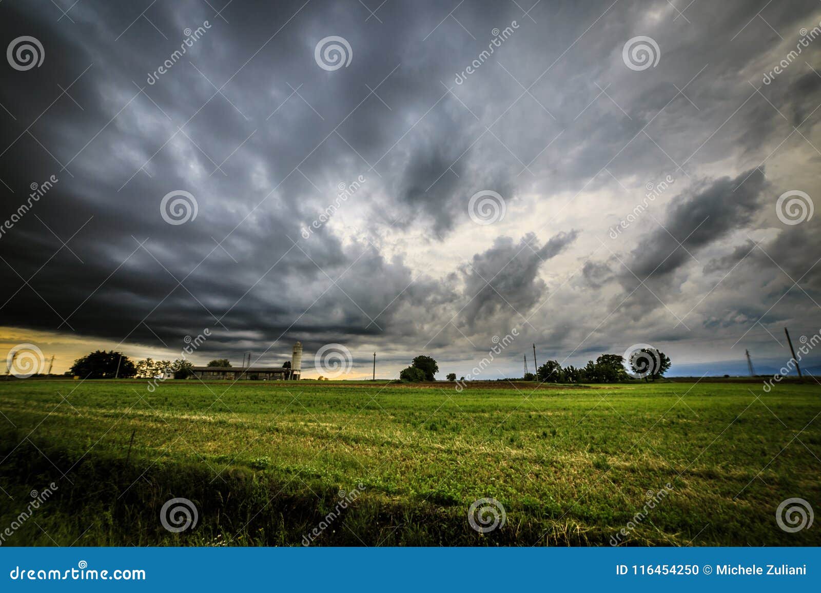 Storm over the fields stock photo. Image of horizon - 116454250