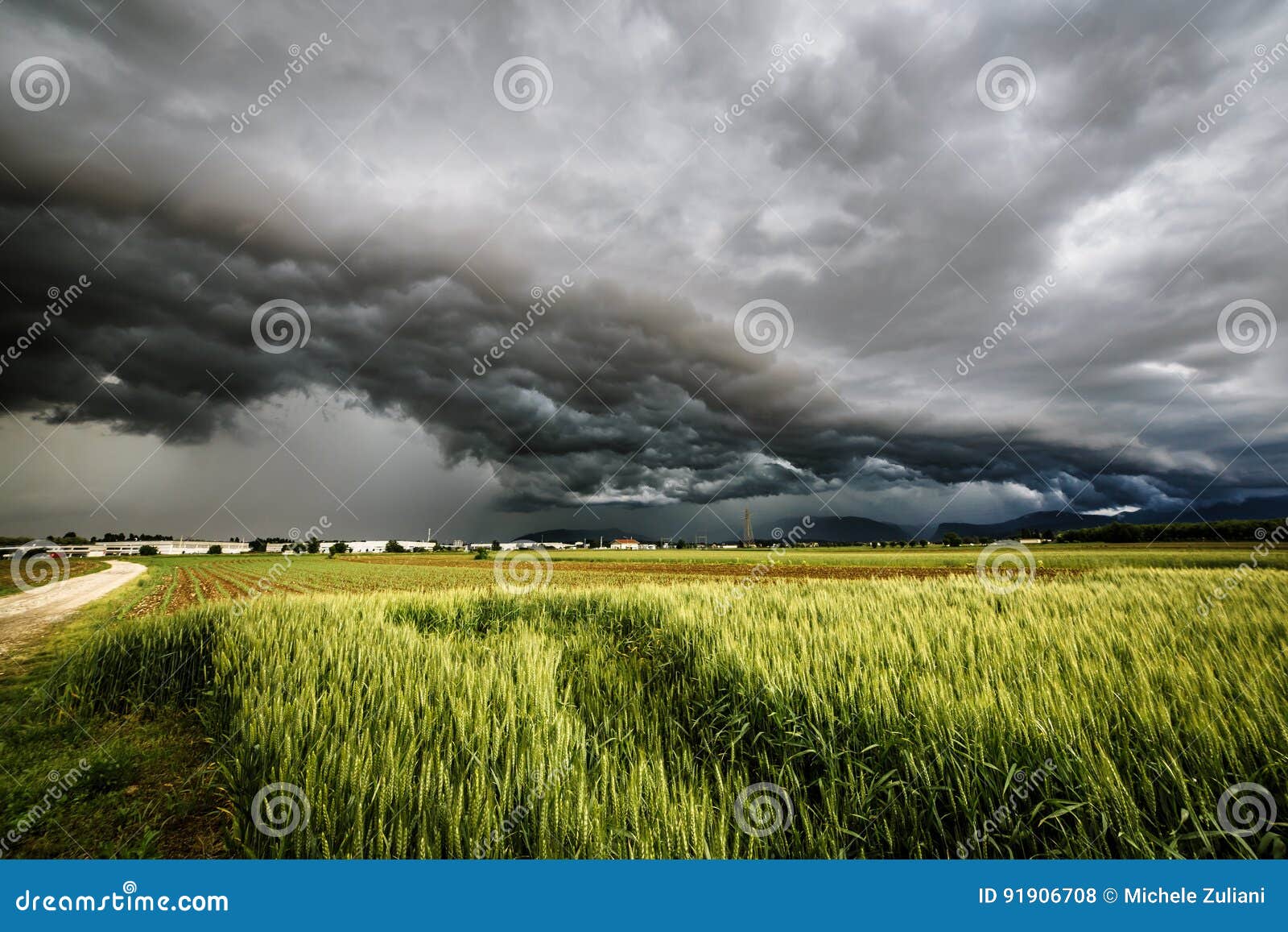Storm over the fields stock photo. Image of landscape - 91906708