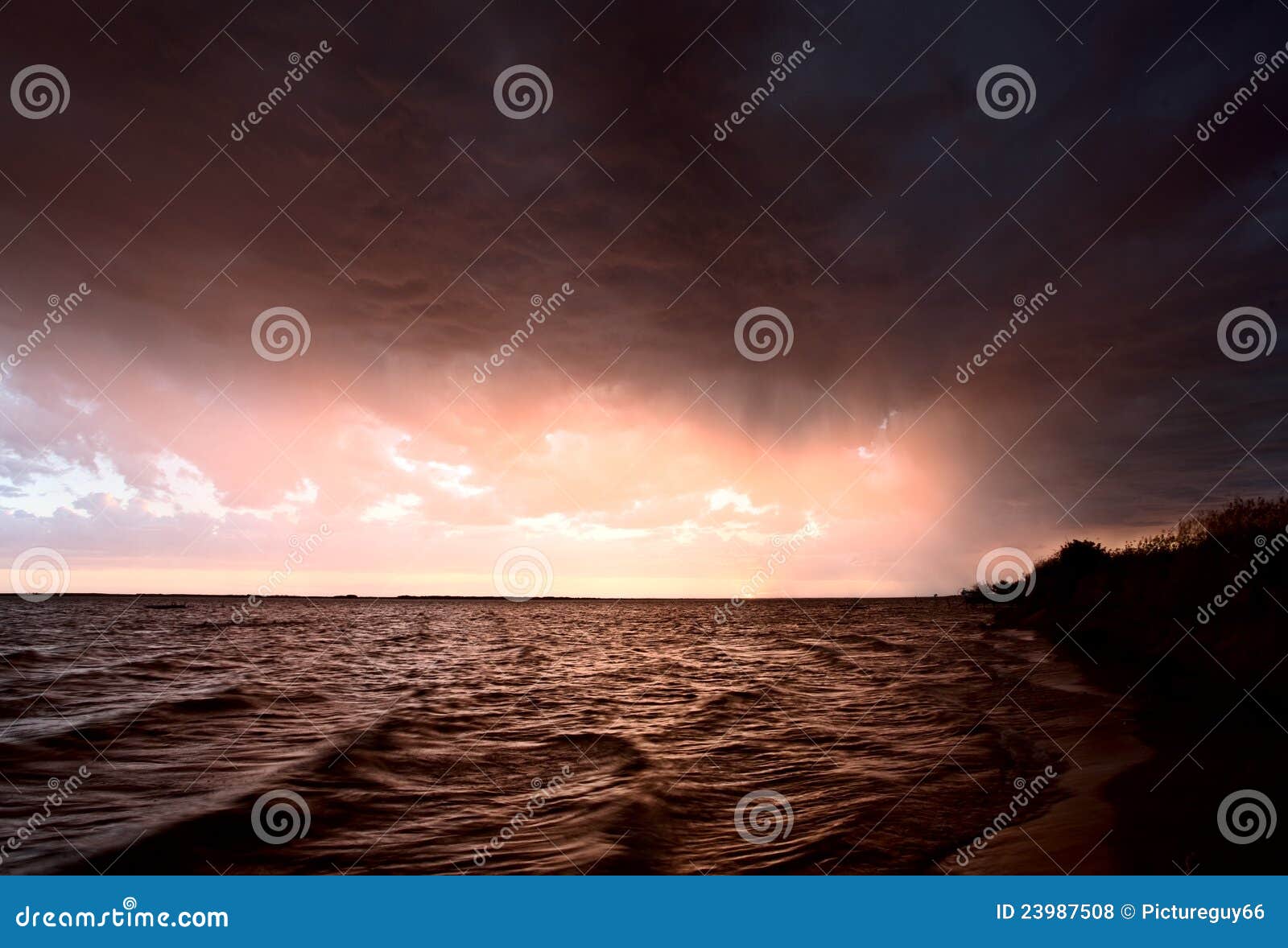 Storm Over Lake Diefenbaker Stock Photo - Image of road, prairie: 23987508