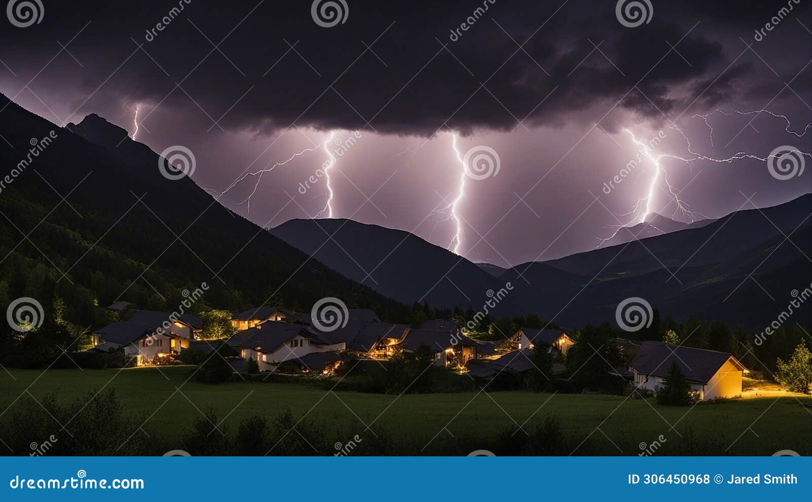 Storm Over the Mountains a Dramatic Scene of a Lightning Thunderstorm ...