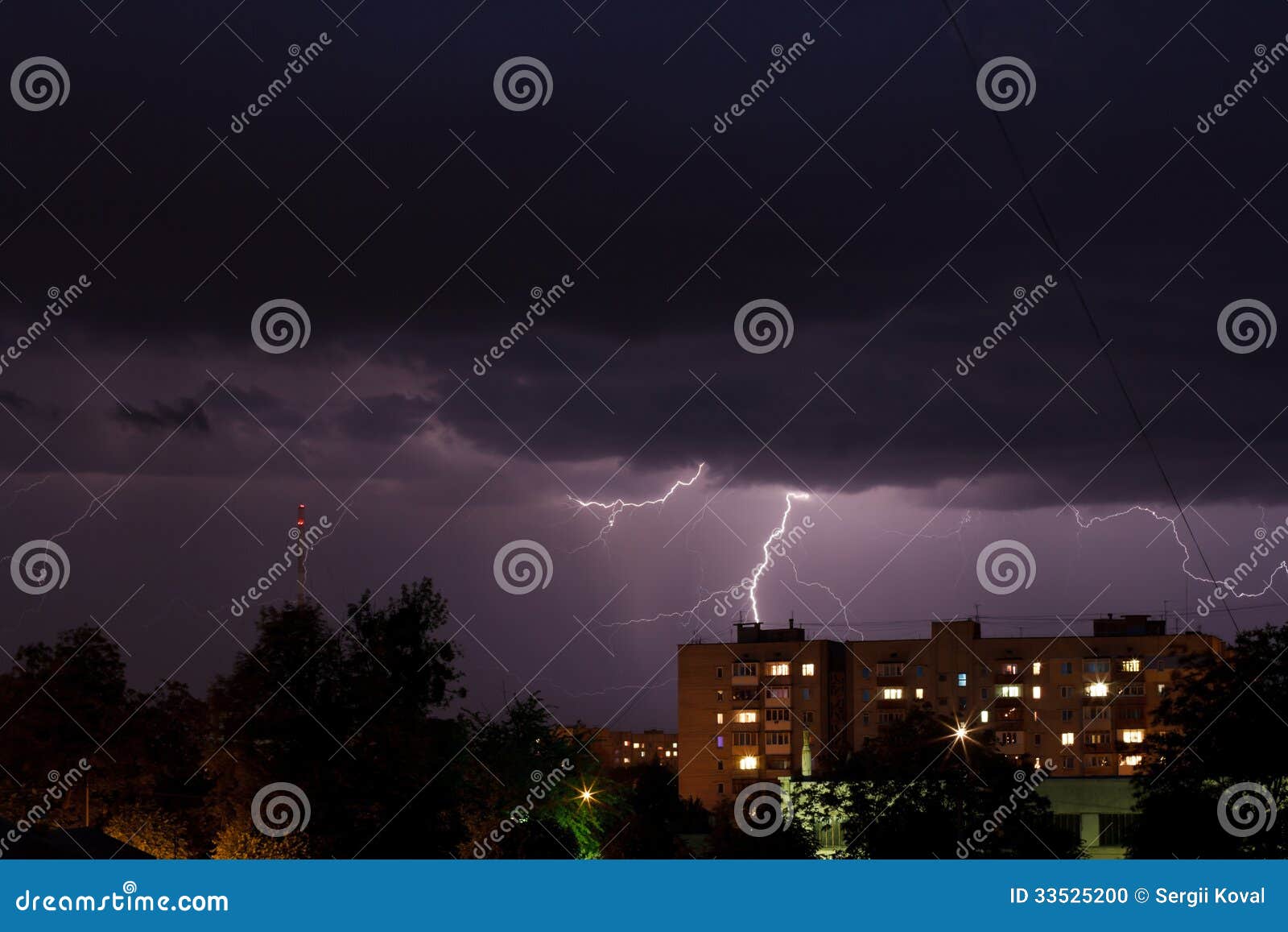 Storm over night city stock photo. Image of blue, nature - 33525200