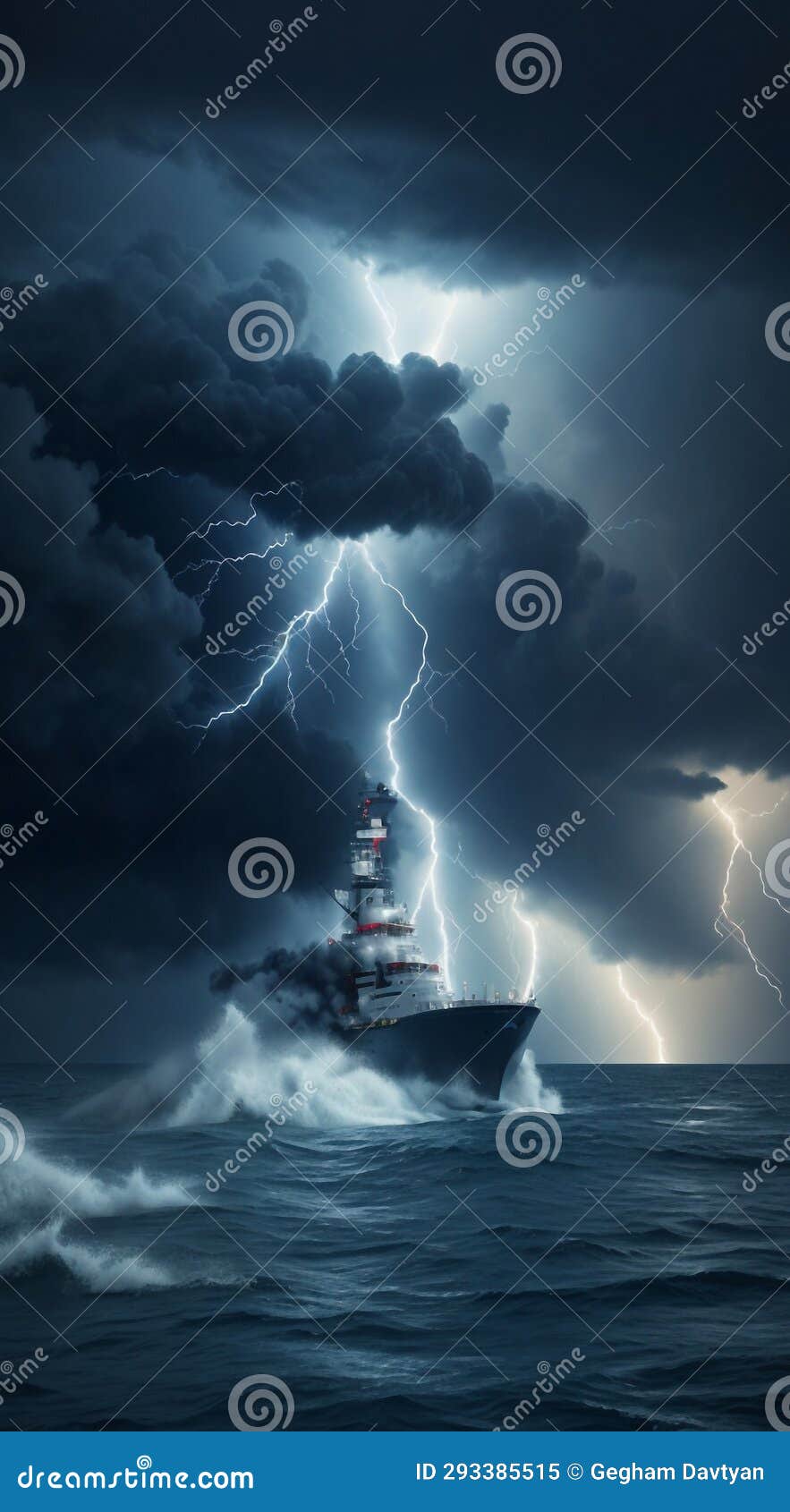 Storm Over the Ocean, Power Wind Over the Sea, Tornado Scenne on the ...