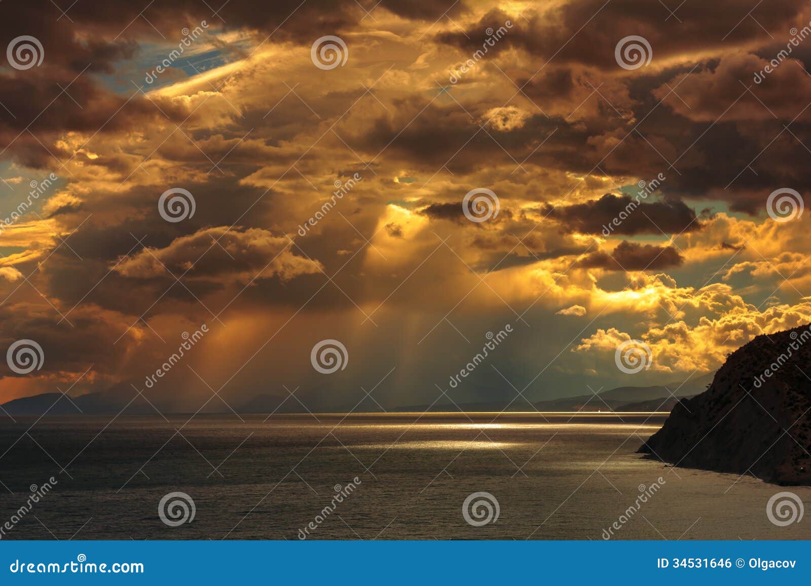 The Storm Over the Sea at Sunset Stock Photo - Image of vacation ...