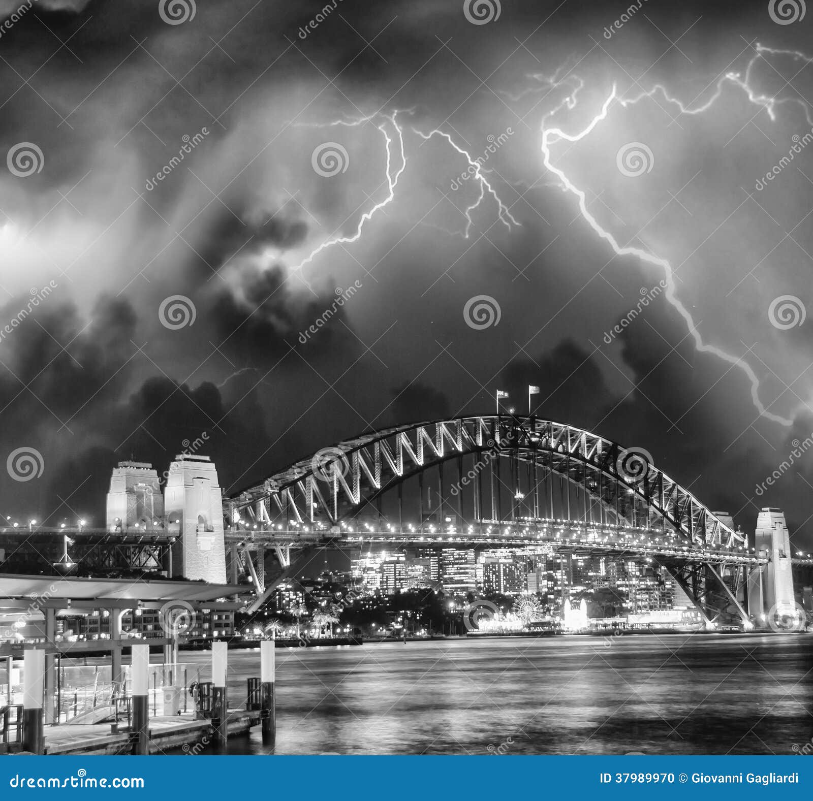 Storm Over Sydney Harbour Bridge, Australia Stock Photo - Image of ...