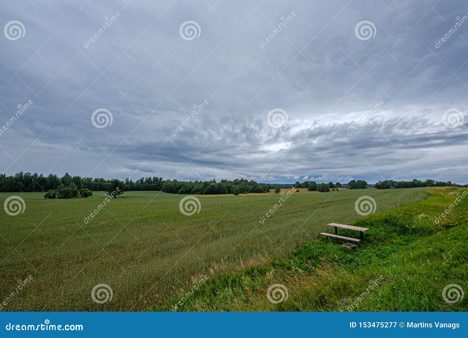 Storm Rain Clouds Forming Over the Countryside Fields in Green Summer ...
