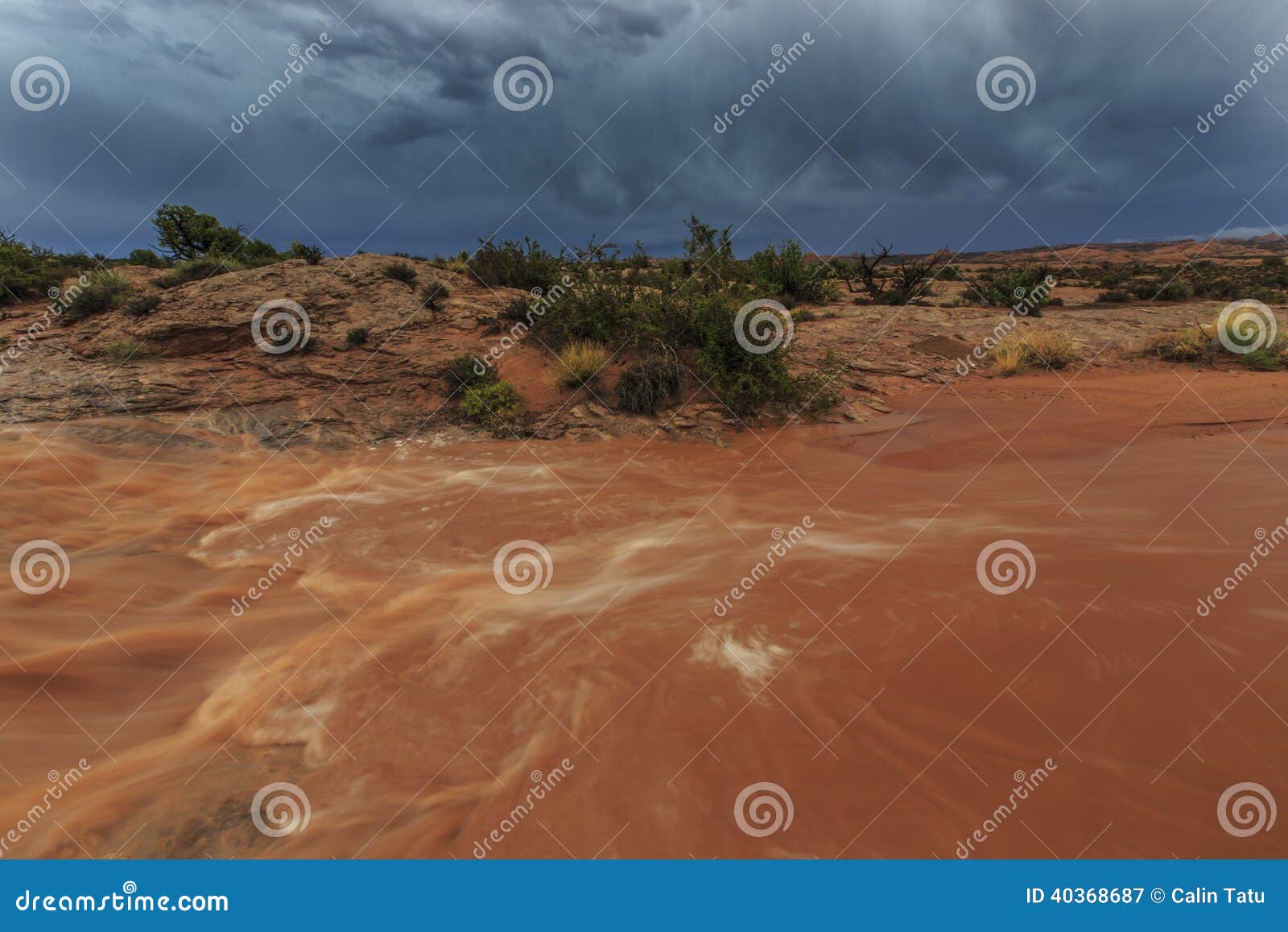 Storm, Rain and Flash Flood in American Desert Stock Image - Image of ...