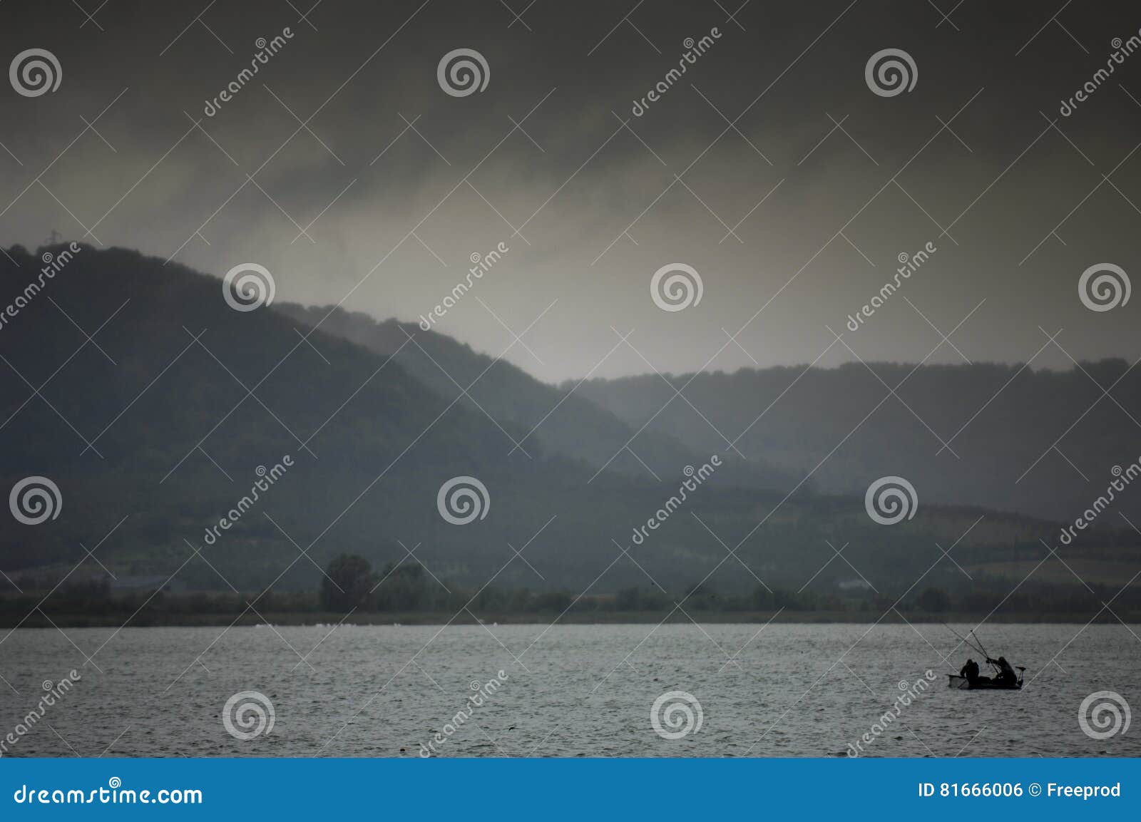 Storm and Rain Over Lake, France Stock Photo - Image of dark, beginning ...