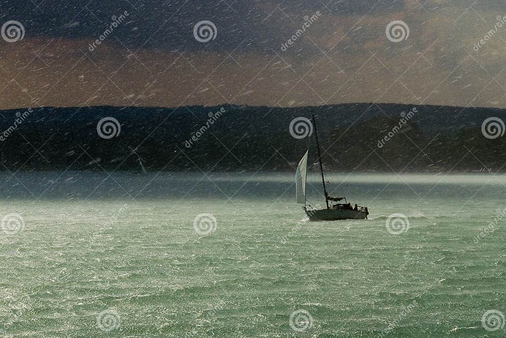 Storm, rain and sailboat stock image. Image of face, adventurous - 18385145
