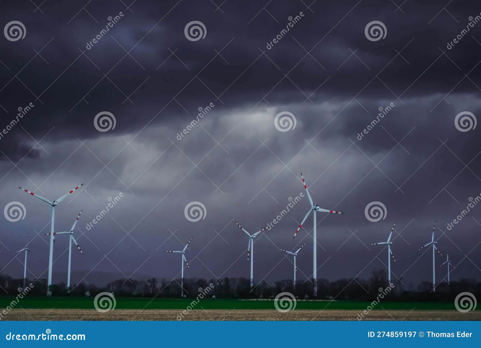 Storm and Rain with Windmills for Clean Energy Stock Image - Image of ...