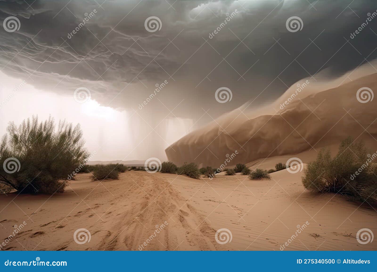 Storm Rolls Over Desert, Bringing Sand and Dust Storms with it Stock ...
