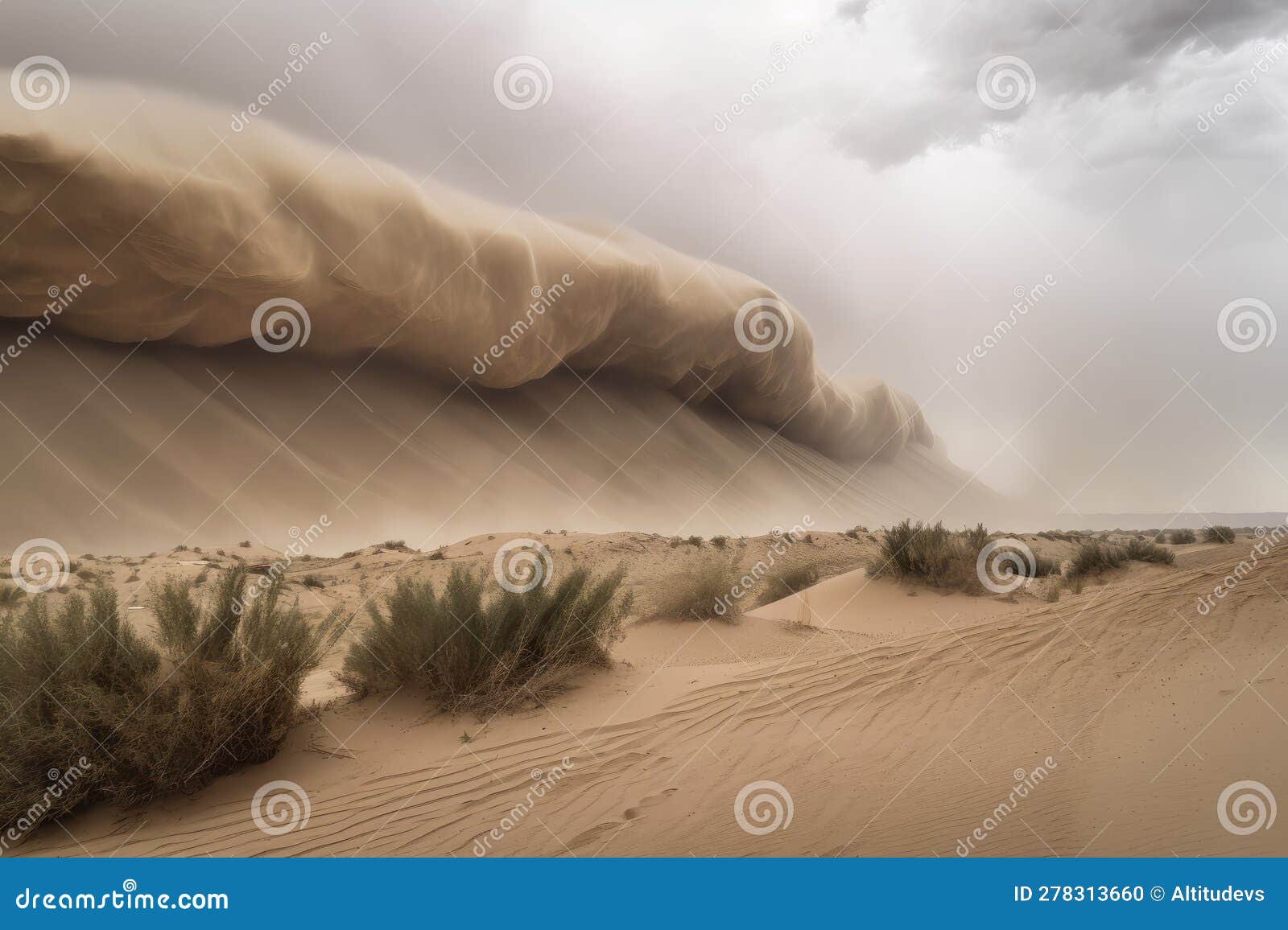 Storm Rolls Over Desert, Bringing Sand and Dust Storms with it Stock ...