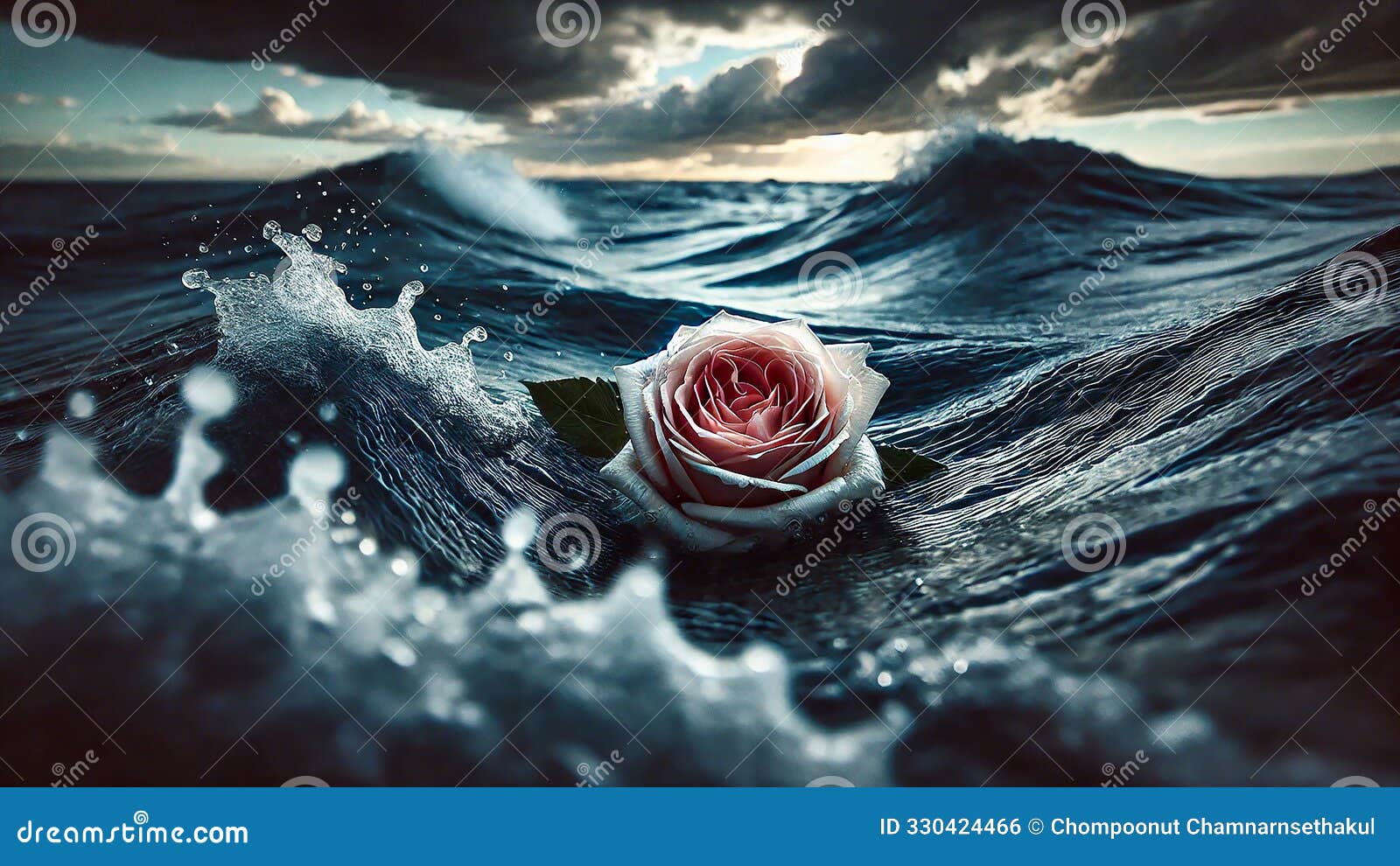 Storm Rose Floating on the Choppy Surface of the Ocean Stock ...