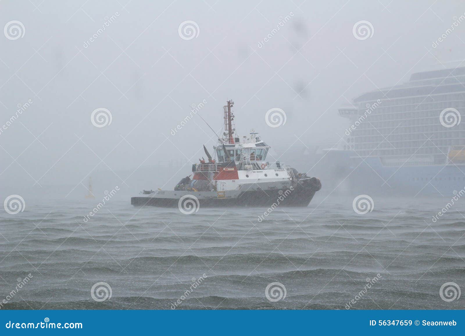 Storm on the Sea with Rain Downpour Editorial Stock Image - Image of ...