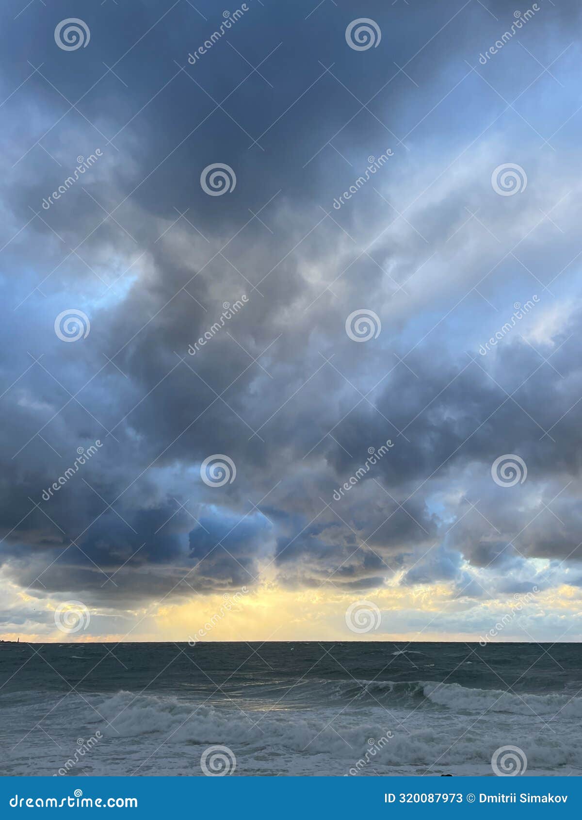 Storm at Sea after Rain at Sunset with Clouds Stock Image - Image of ...