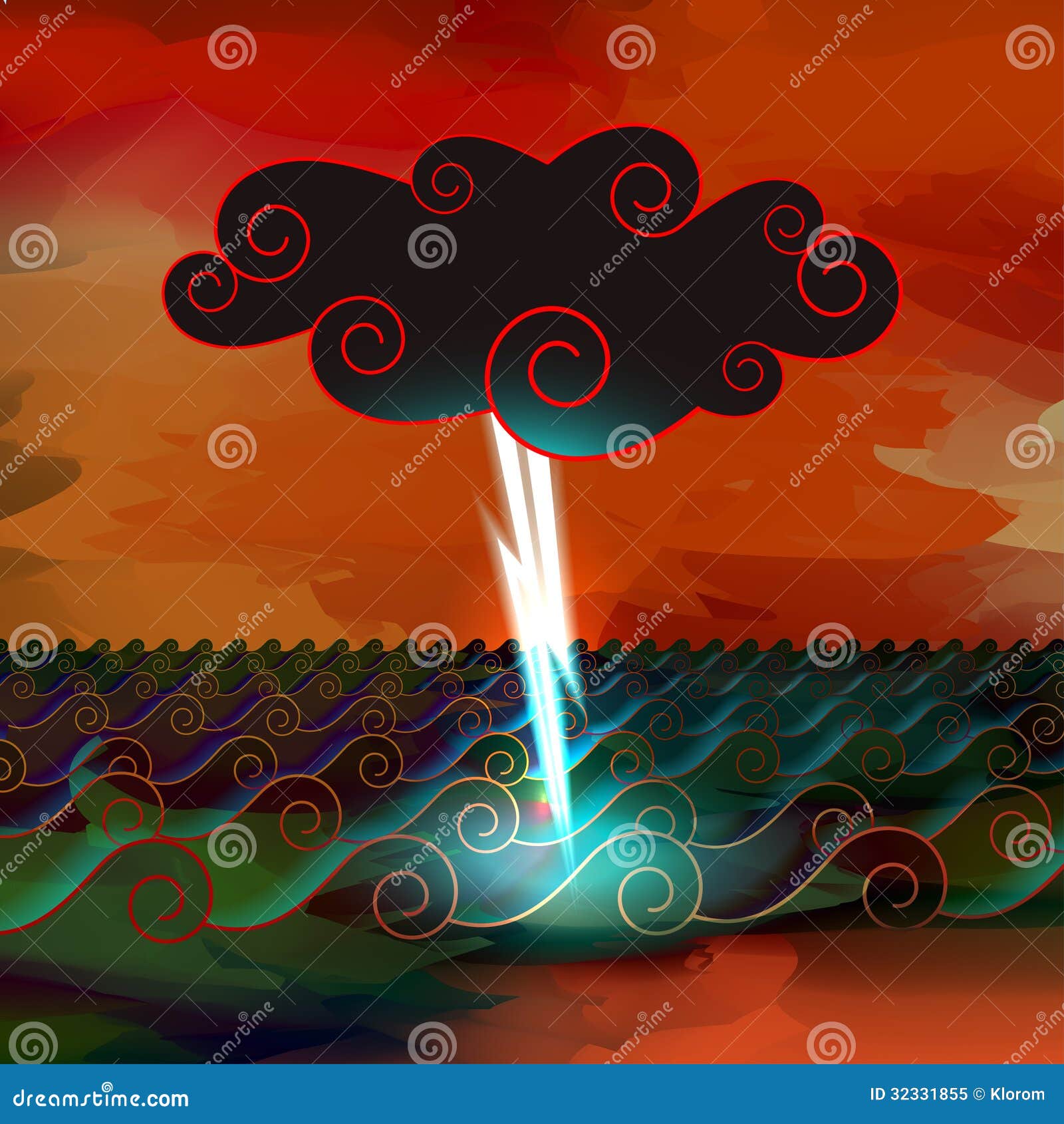 Storm at sea stock vector. Illustration of texture, ocean - 32331855