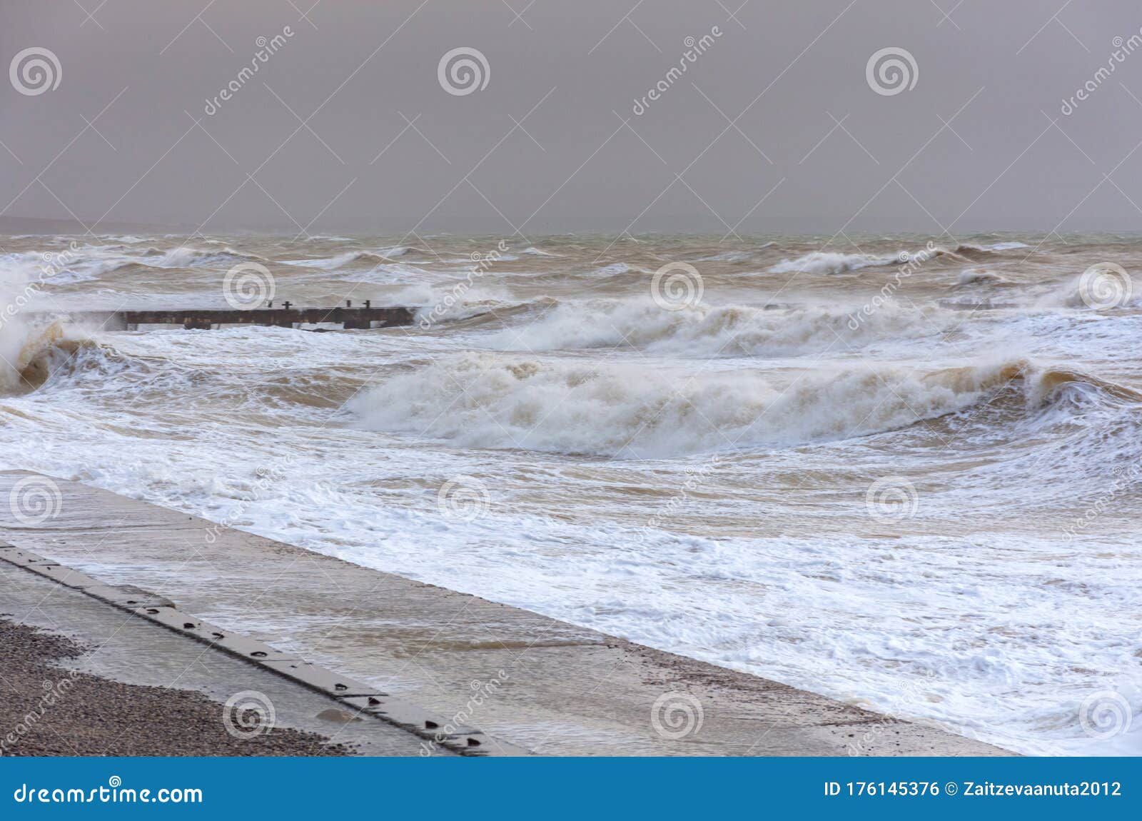 Storm at Sea, Storm Warning on the Coast. Thunderclouds and Big Sea ...
