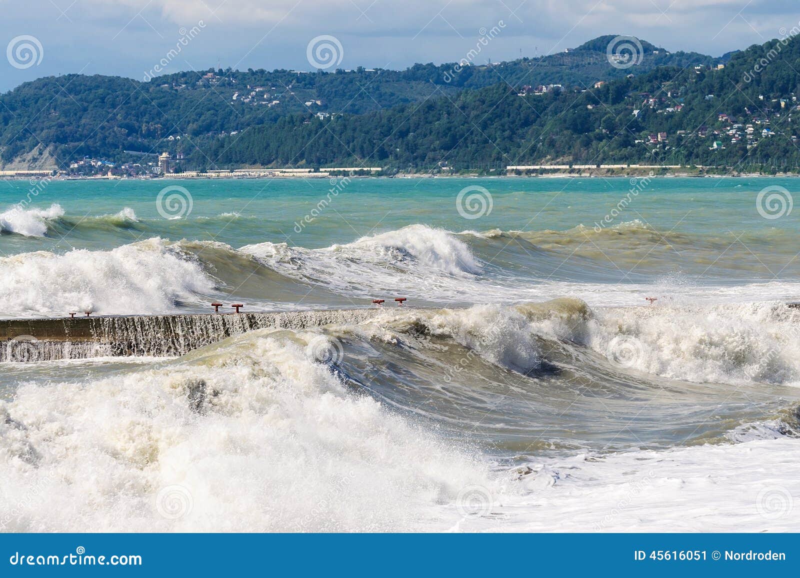 Storm Surges and Breakwater. Stock Image - Image of sunshine, ocean ...