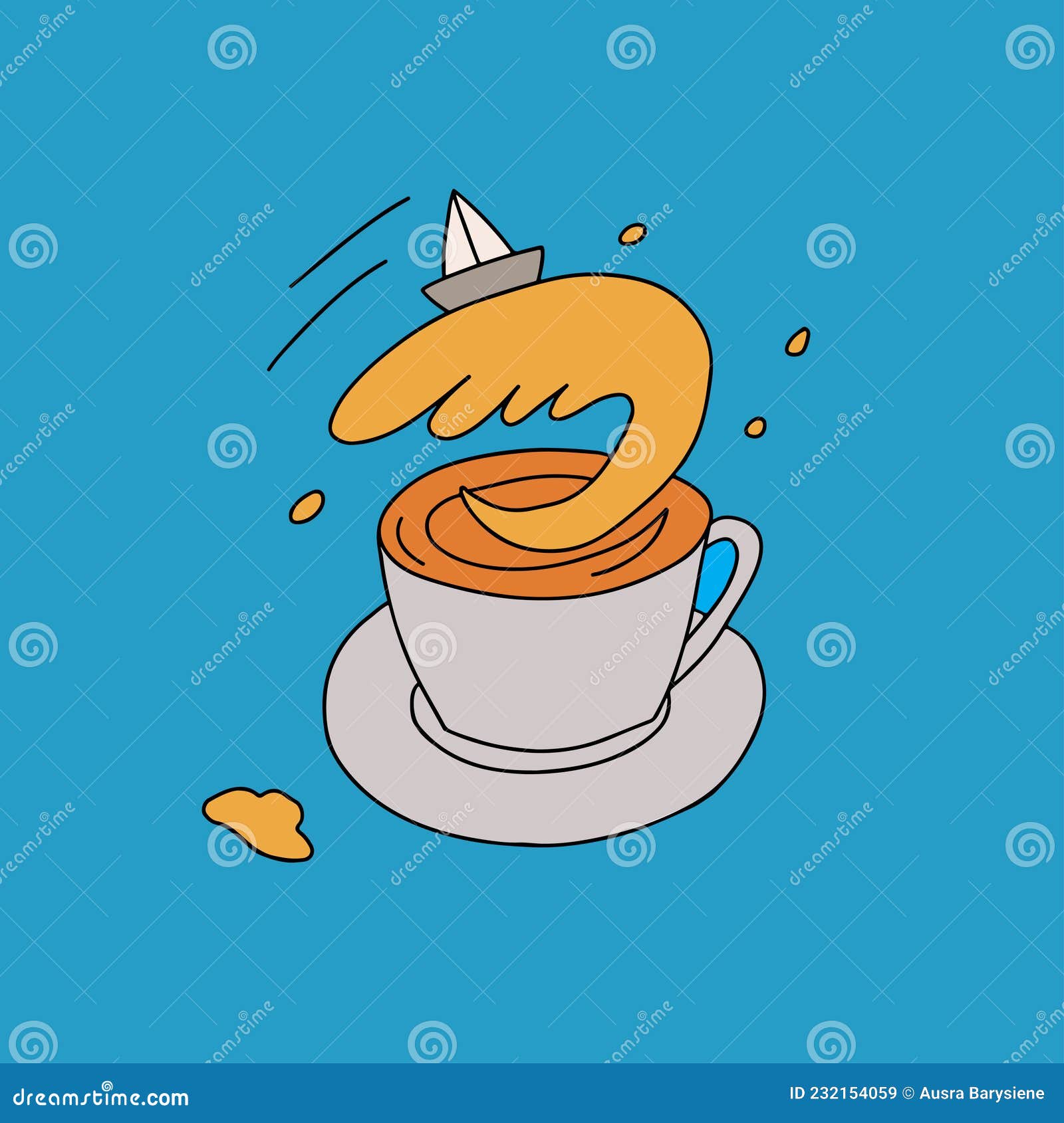 Storm In A Teacup Cartoon Vector | CartoonDealer.com #76337603