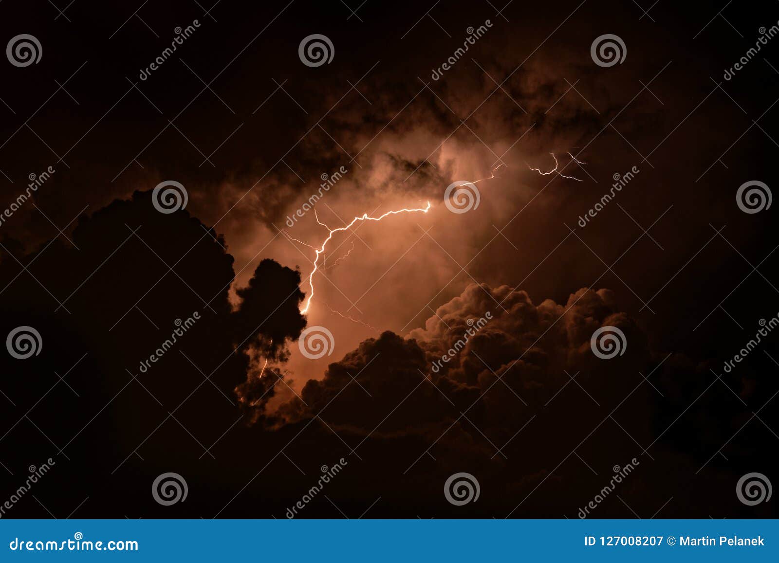 Storm - Thunderbolt with Flash in Pyrenees, Spain Stock Image - Image ...