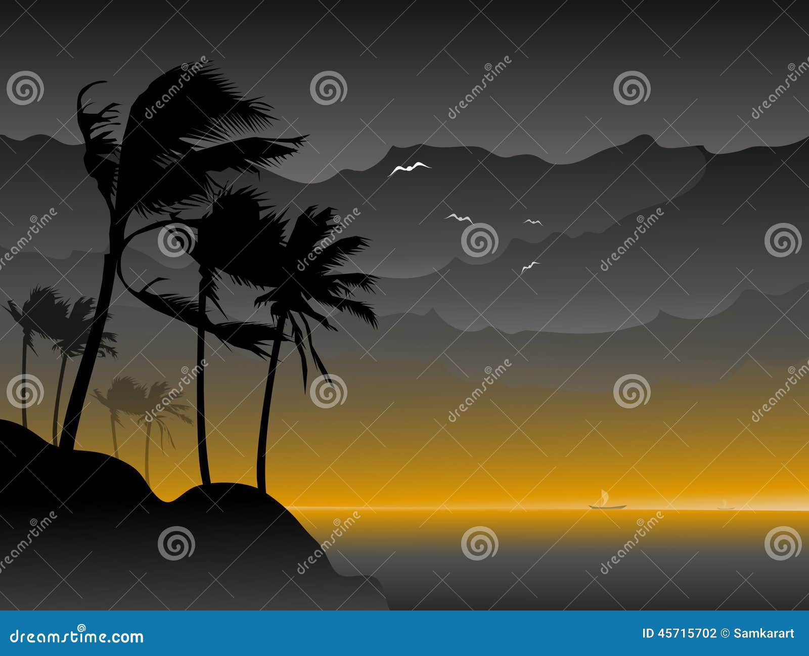 Storm-Vector stock vector. Illustration of tree, coconut - 45715702