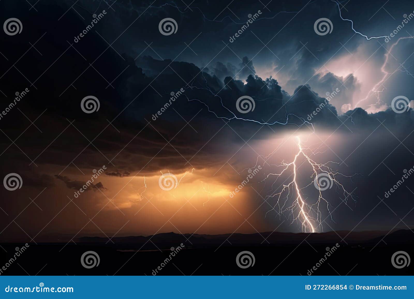 Storm with Visible Rain Pouring Down on a City, Generative AI Stock ...