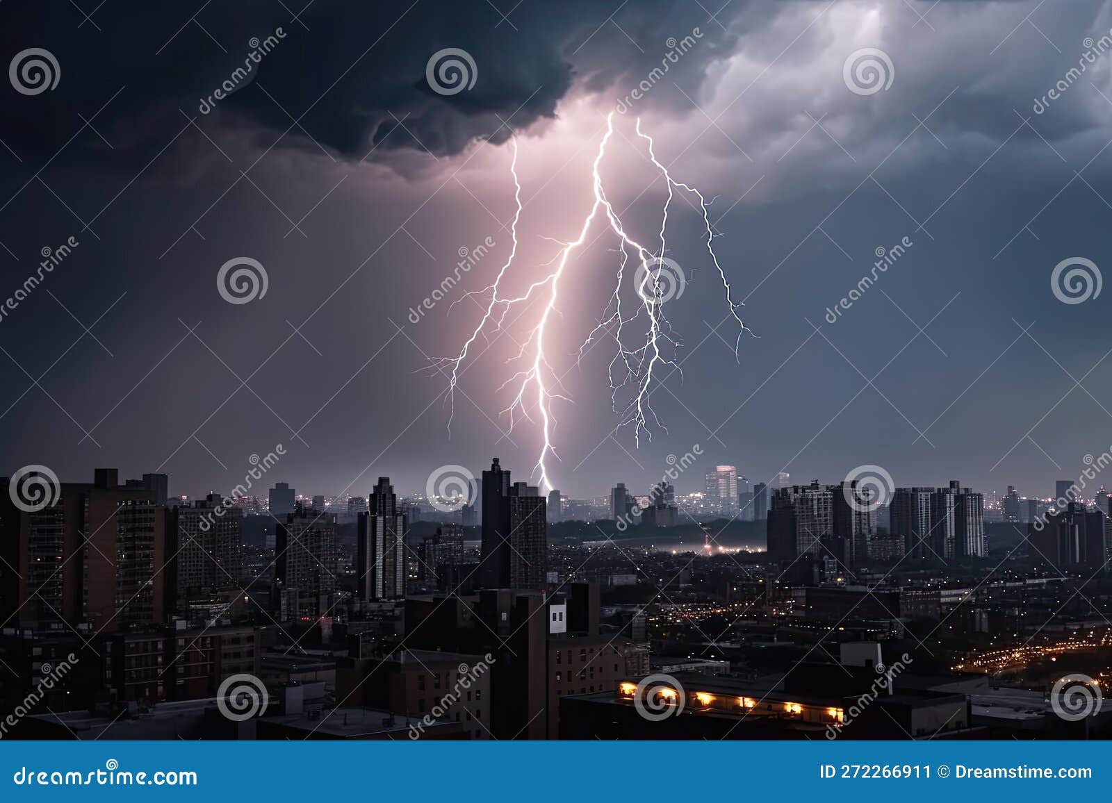 Storm with Visible Rain Pouring Down on a City, Generative AI Stock ...