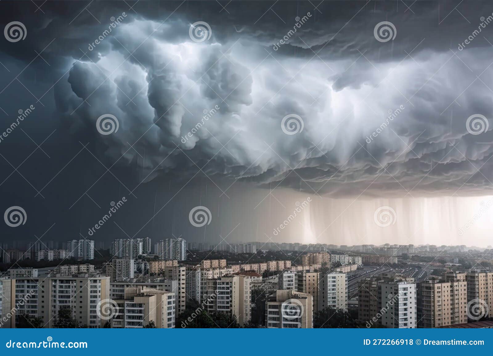 Storm with Visible Rain Pouring Down on a City, Generative AI Stock ...