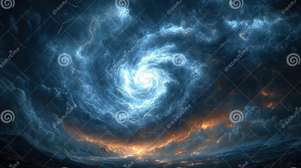 Storm Vortex with Lightning in a Dramatic Sky Stock Image - Image of ...