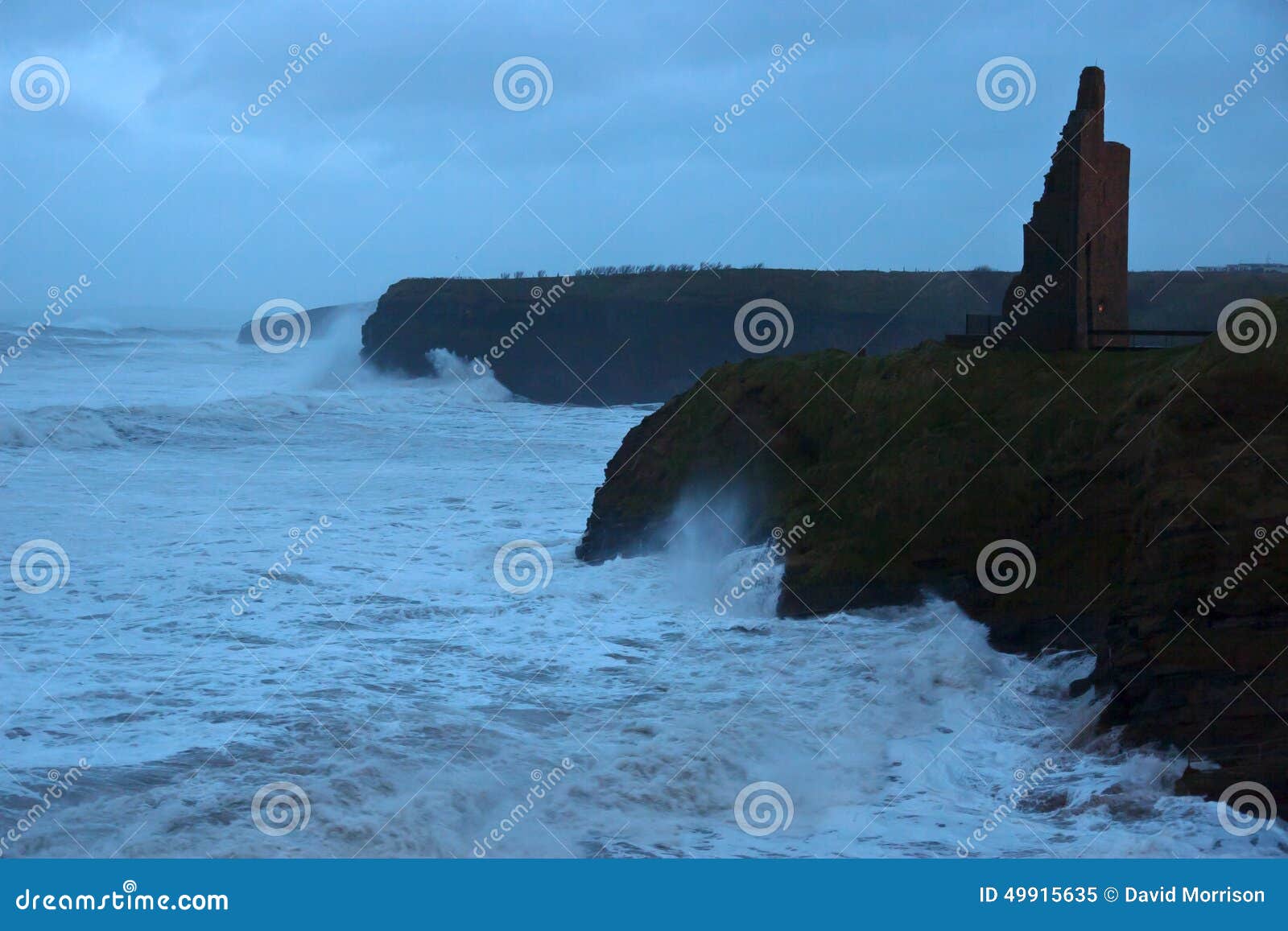 Storm Waves at Ballybunion Castle and Cliffs Stock Image - Image of ...