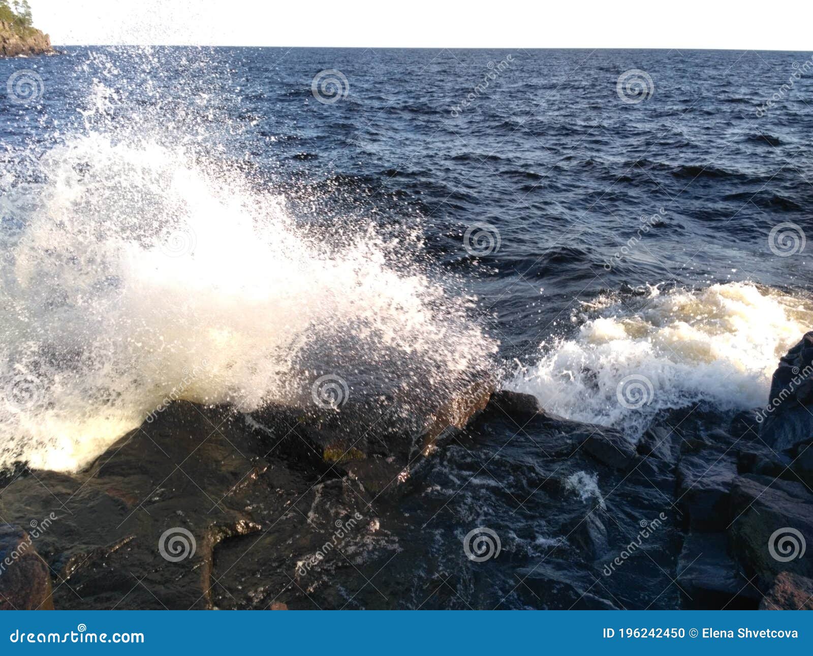 Storm Waves Hitting the Rocky Shore Stock Photo - Image of sand, shore ...